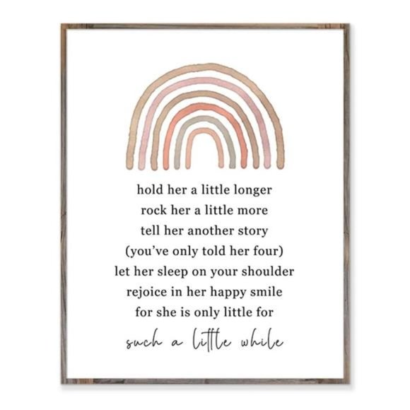 Wall Decor | Hold Her A Little Longer Baby Girl Nursery Quote Art Frame ...